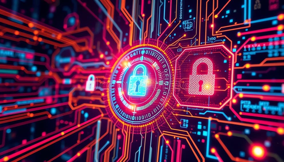 Cyber Security Backgrounds for Devices Stock Illustration ...