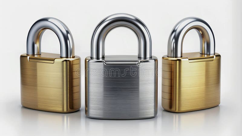 Elevate Your Security Designs with Powerful 3D Golden and Silver Lock ...