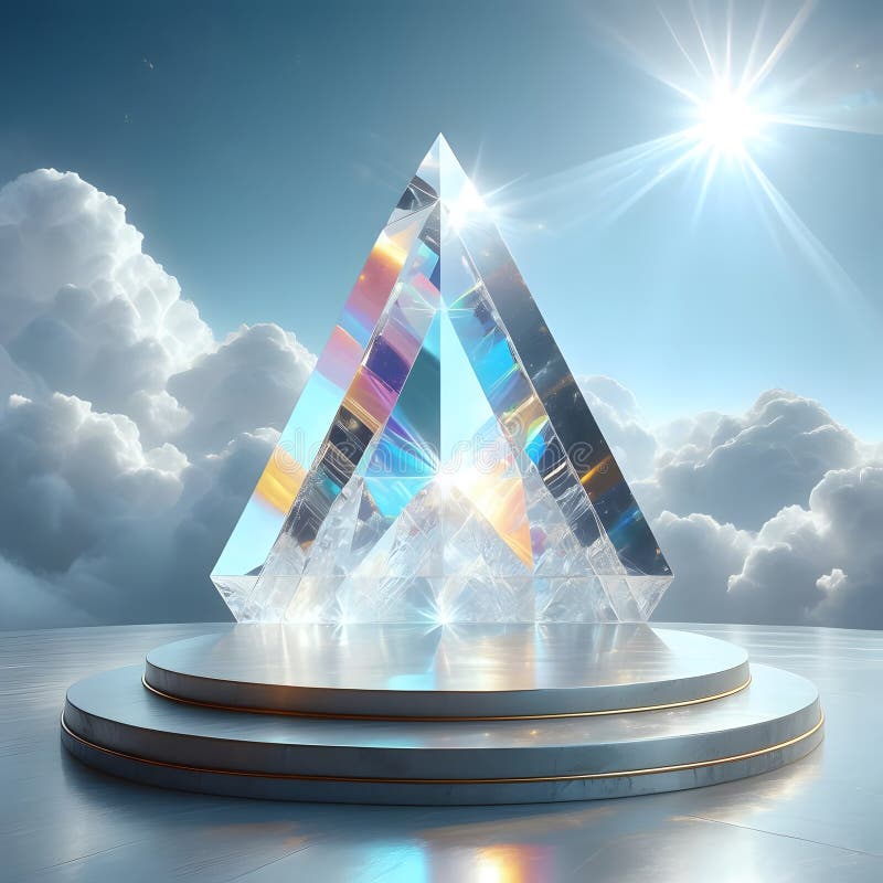 Triangular Prism Crystal Podium Vintage Metal Design Stock Illustration ...