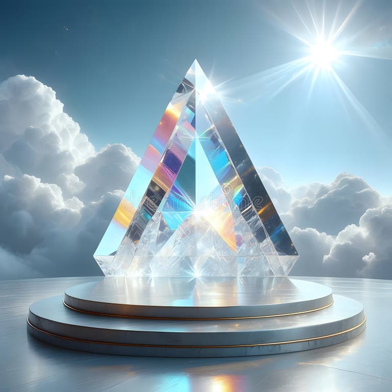 Triangular Prism Crystal Podium Vintage Metal Design Stock Illustration ...