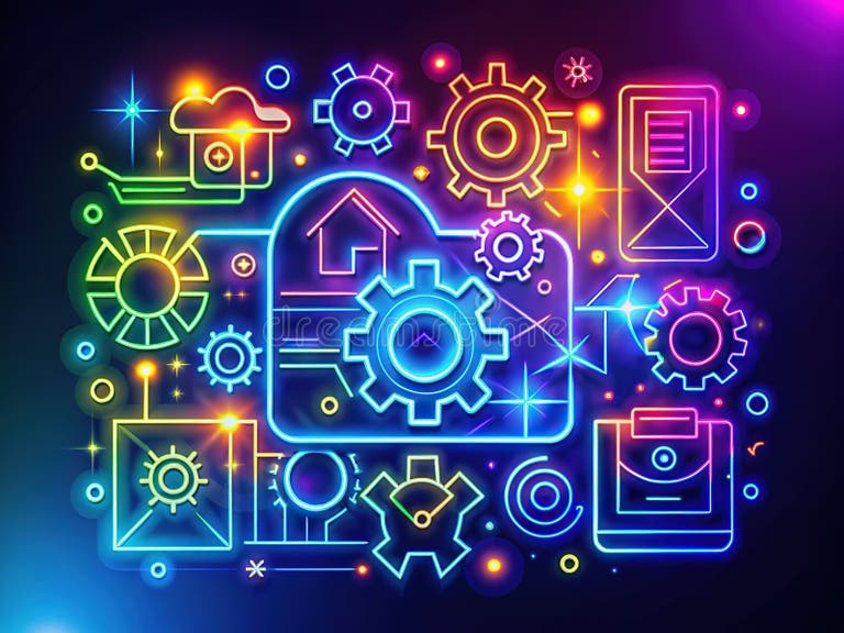 Modern Editable DoubleExposure Icons for System Configuration and ...