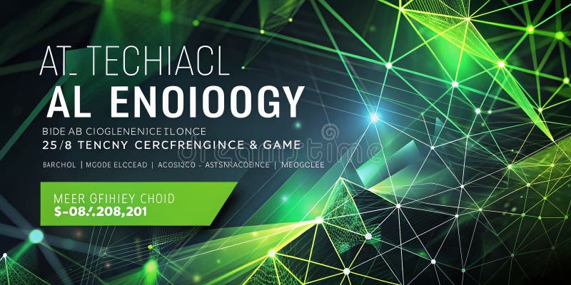 Modern Tech Conference Brochure Design Geometric Neon Green Patterns ...