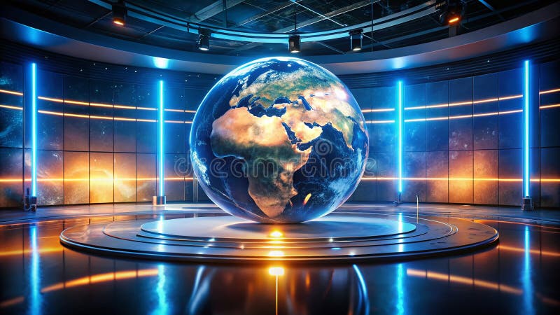 Futuristic Virtual Studio Background Immersive Globe Screen for ...