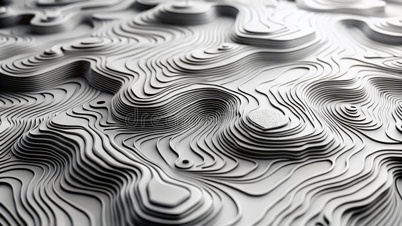 Modern Abstract Contour Map Design a Striking Black and White Geometric ...