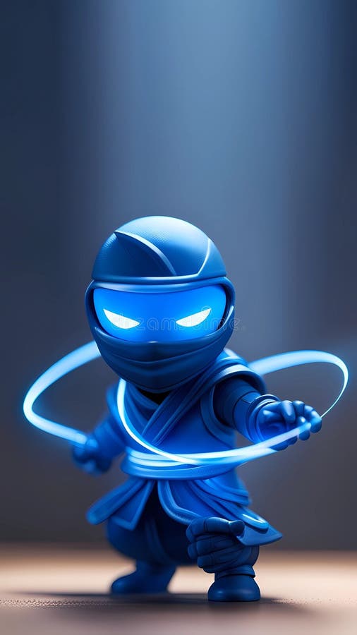 3D Blue Ninja Cartoon Character Illustration AI Generated Stock ...