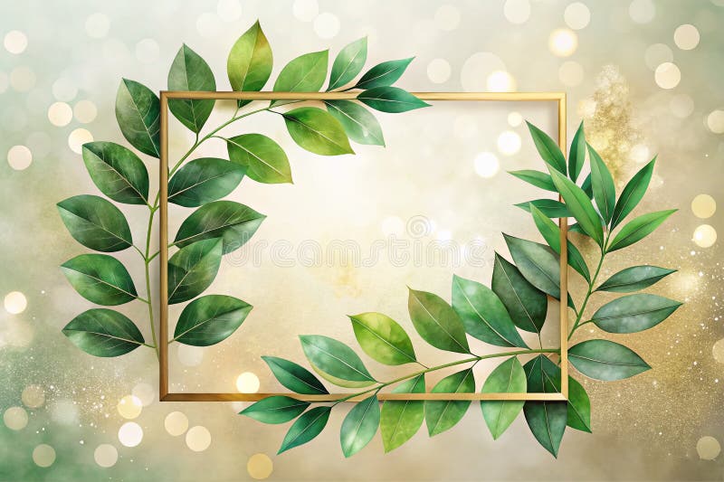 Elegant Golden Rectangle Wedding Invitation Template Featuring a ...