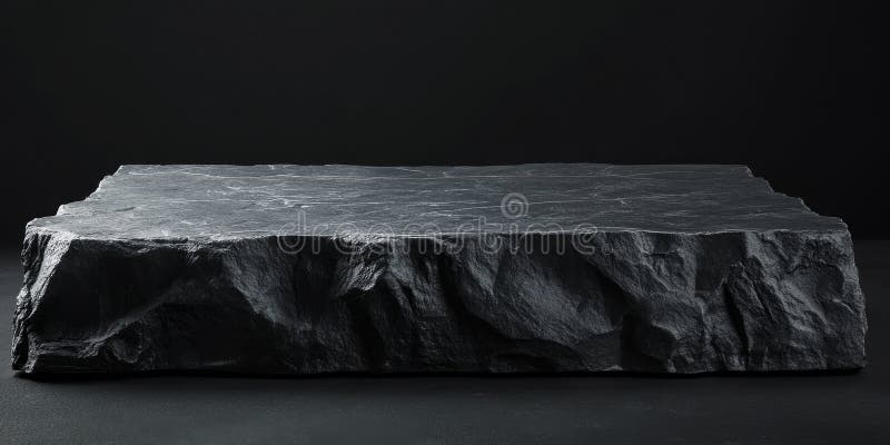 Elevated Black Stone Platform with a Natural Stone Grain, Ideal for ...