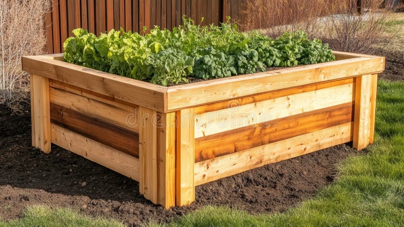 Elevated Cedar Planter Box. Untreated Lumber, Rectangular Shape Stock ...