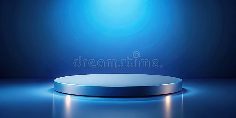 Elevated Circular Platform with Blue Ambient Lighting for Product ...