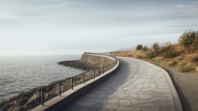 An Elevated Coastal Path Designed for Walking and Cycling, Emphasizing ...