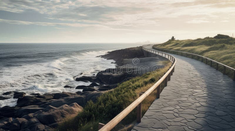 An Elevated Coastal Path Designed for Walking and Cycling, Emphasizing ...