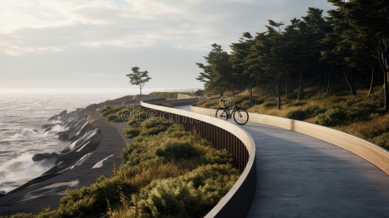 An Elevated Coastal Path Designed for Walking and Cycling, Emphasizing ...