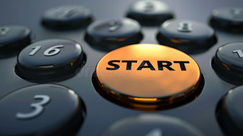 Elevated Commencement: 3D START Button Stock Photo - Image of ...