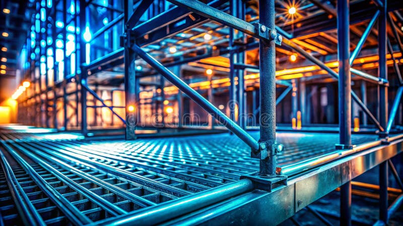 Elevated Construction Platform Closeup View of a Temporary Scaffolding ...