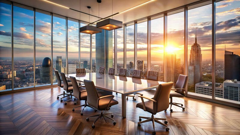 Elevated Corporate Strategy Session Panoramic Cityscape View from ...