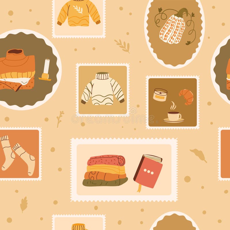 Elevated Cozy Rest Checked Seamless Pattern. Autumn and Winter Activity ...