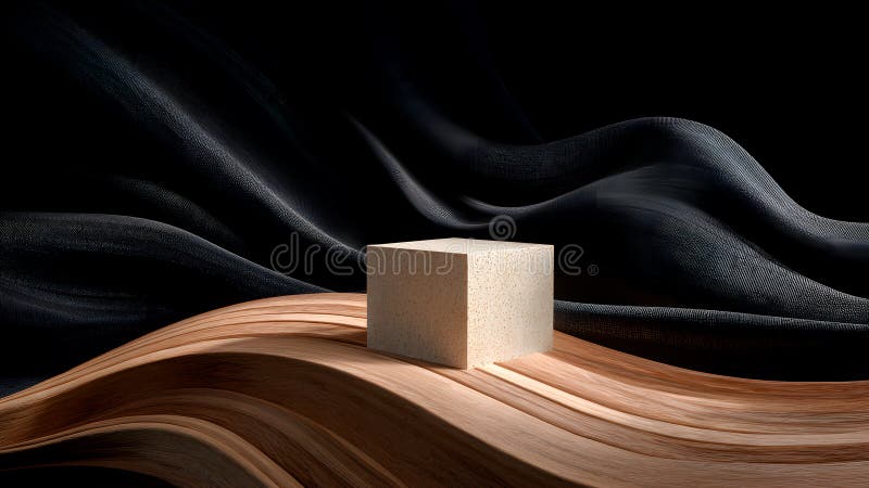 Elevated Cube on Wood Waves: a Study in Texture and Form, Perfect for ...