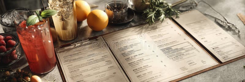 Elevated Dry Bar Menu Showcasing Refreshing Beverages on Concrete ...