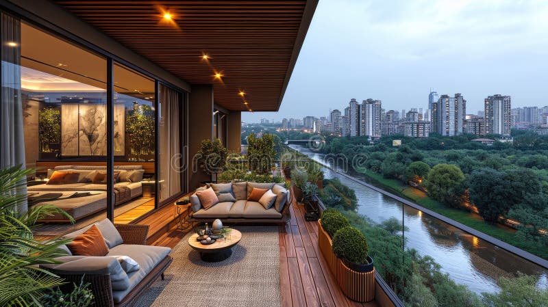 Elevated Elegance Balcony Design Stock Illustration - Illustration of stateoftheart, views ...