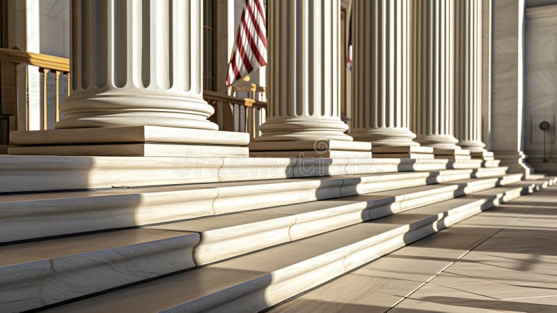 Elevated Elegance: Pillars and Entrance Steps To a Courthouse Building ...