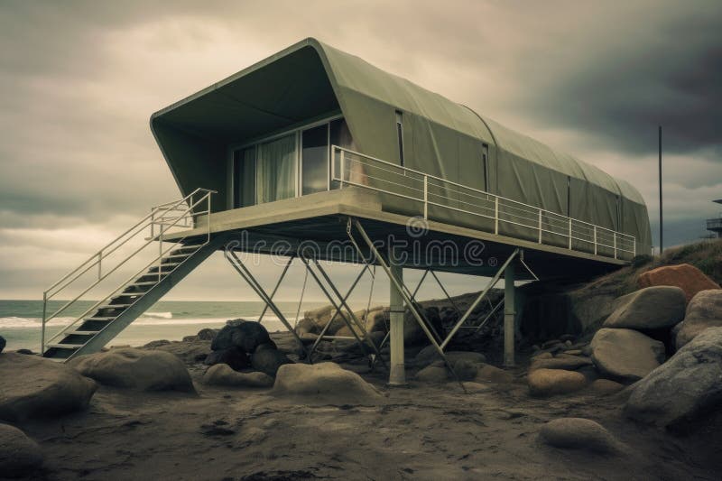 Elevated Evacuation Shelter in Coastal Area Stock Illustration ...