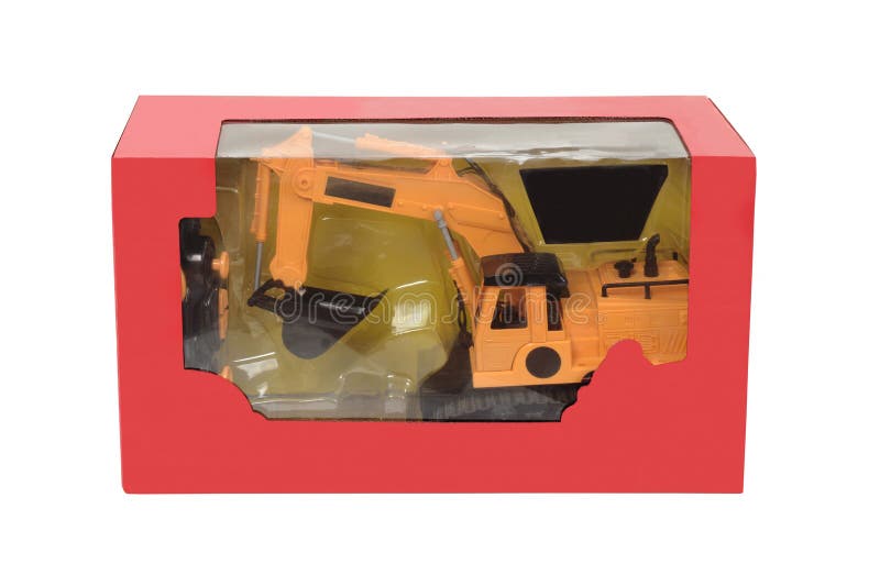 Elevated Front View of a Toy Box with an Excavator Stock Photo - Image ...