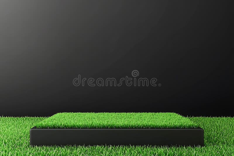 Elevated Grass Platform Against Dark Background: Minimalist Nature ...