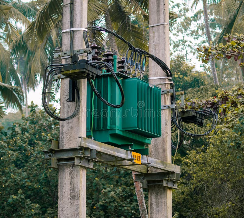 Elevated Green Transformer in the Streets Stock Image - Image of volt ...