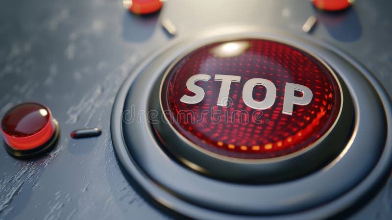 Elevated Halt: 3D STOP Button Stock Photo - Image of interface ...