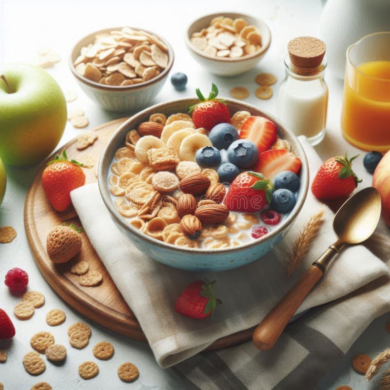 Elevated High-key View of a Cereal Bowl, Capturing a Bright and Airy ...
