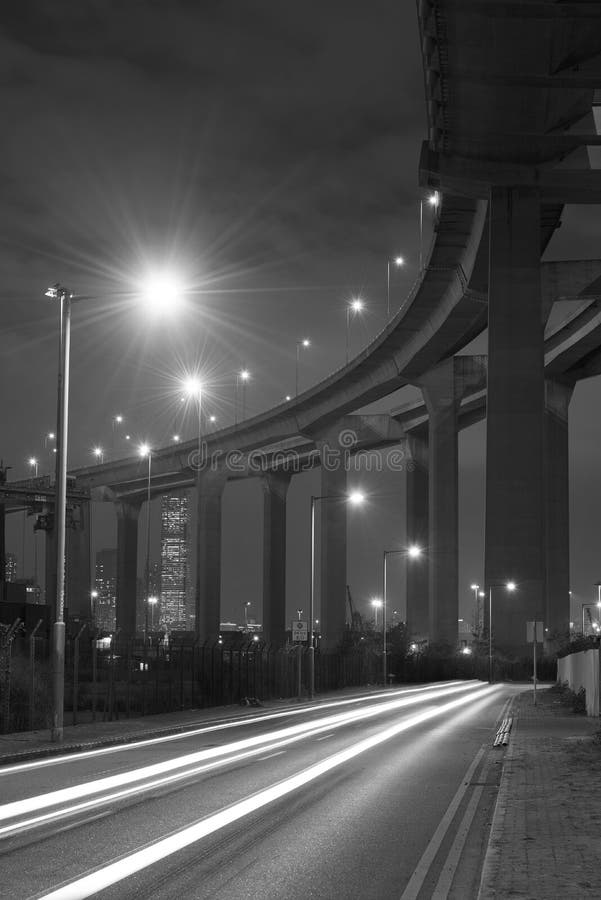 Elevated Highway or Bridge at Night Stock Photo - Image of freeway ...
