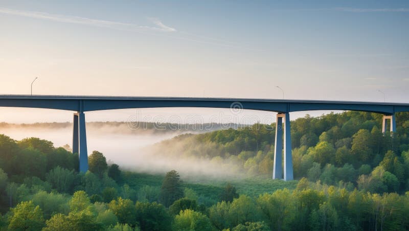 Elevated Highway Bridge Spanning a Lush Green Forest. Stock Photo ...