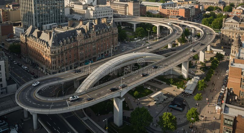 Elevated Highways Form a Complex Intersection in an Urban Setting ...