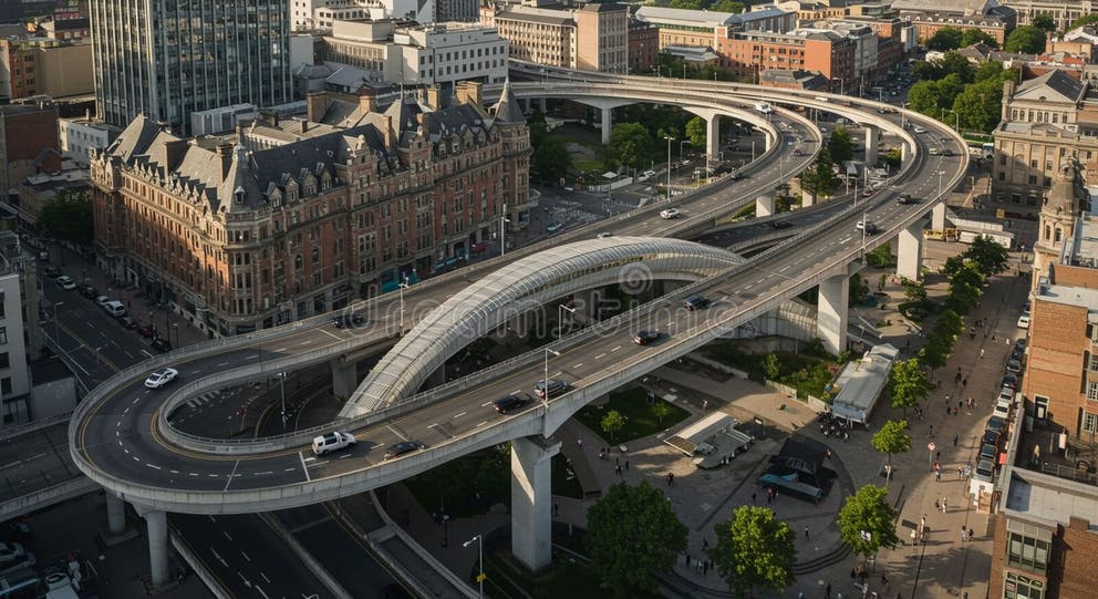 Elevated Highways Form a Complex Intersection in an Urban Setting ...