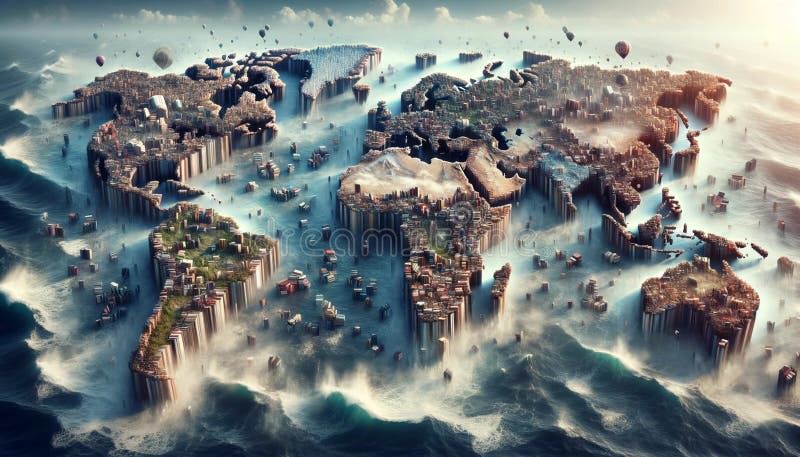 Elevated Horizons: AI Generated World Map with Raised Continents Stock ...