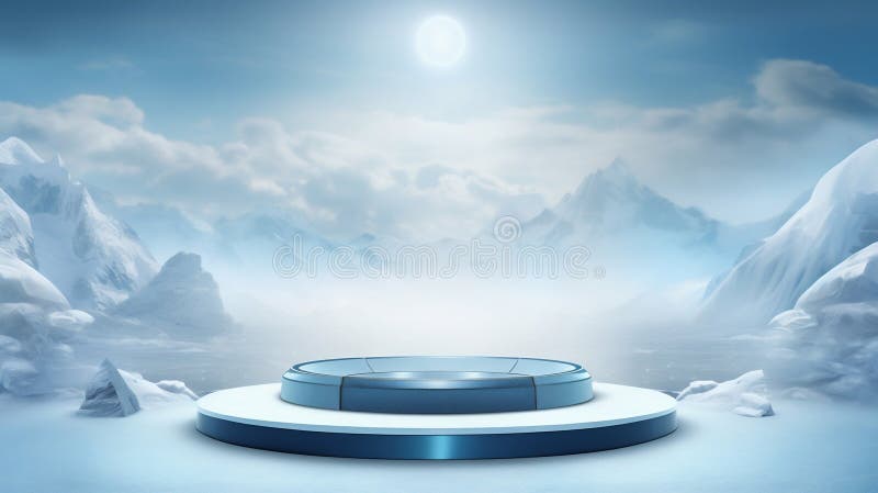 Elevated Ice Podium Set Against a Wintry Stage Backdrop. Generative Ai ...