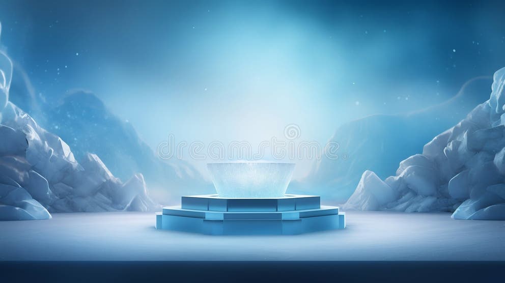 Elevated Ice Podium Set Against a Wintry Stage Backdrop. Generative Ai ...