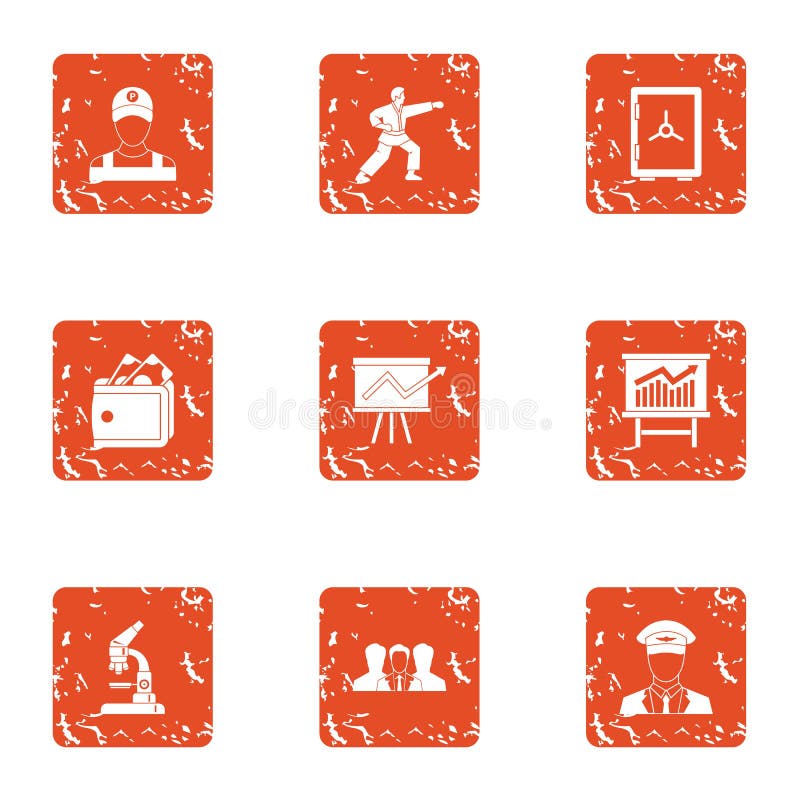 Elevated Level Icons Set, Grunge Style Stock Vector - Illustration of ...