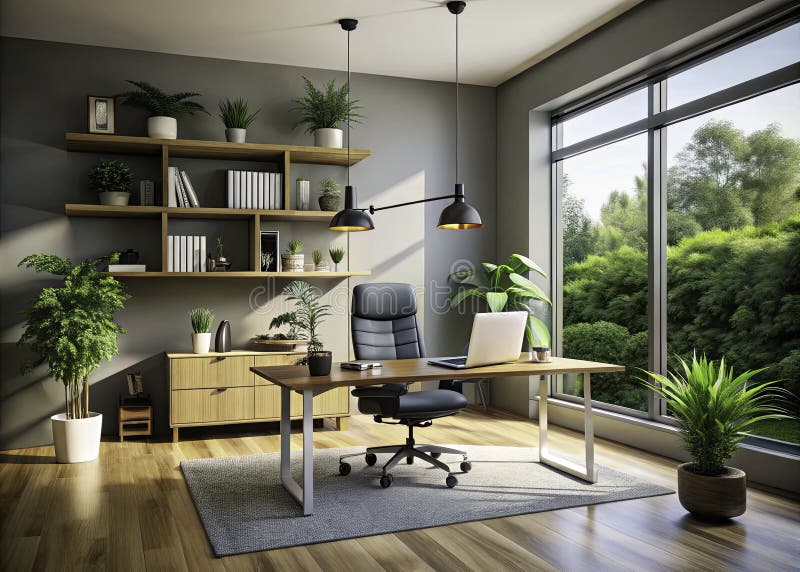 Elevated Minimalist Home Office Design DronesEye View of a Spacious ...