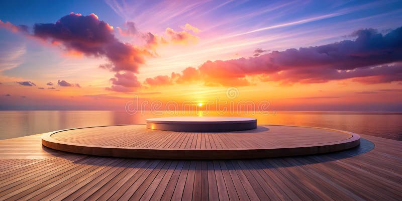 Elevated Minimalist Sunset View from a Circular Platform Over a ...