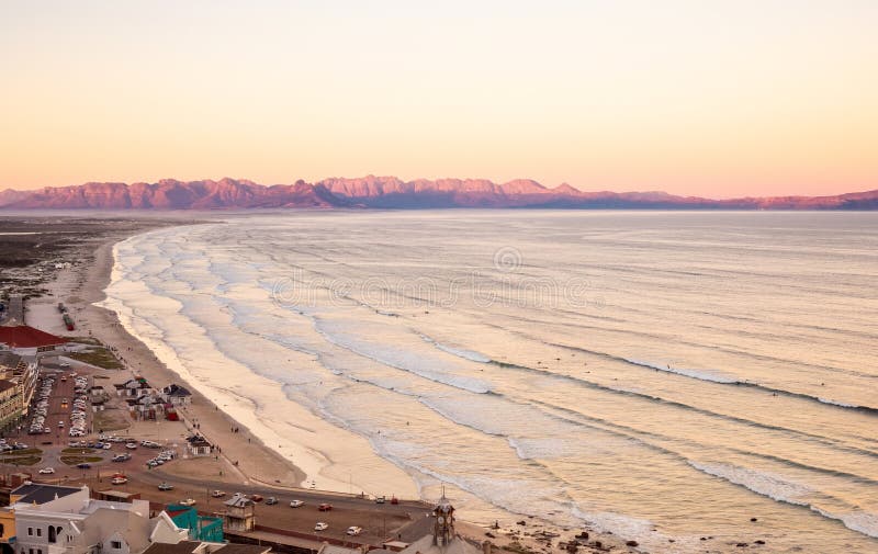 Elevated Panoramic View of Muizenberg Beach Cape Town Stock Image ...