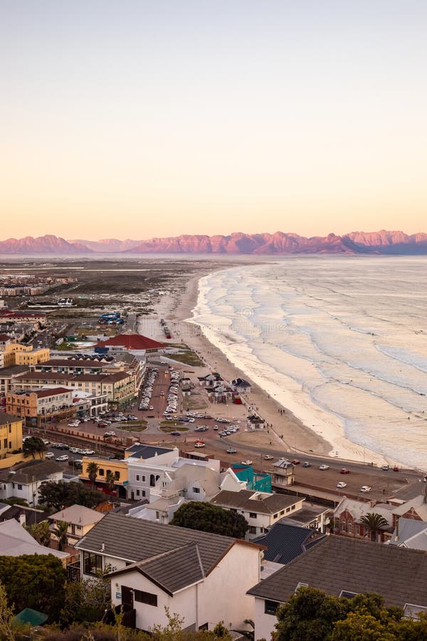 Elevated Panoramic View of Muizenberg Beach Cape Town Stock Image ...