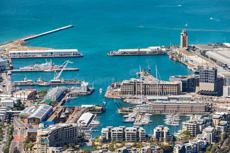 Elevated Panoramic View of V&a Waterfront Harbor in Cape Town South ...