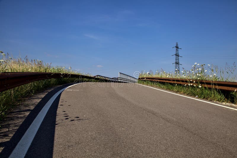 Elevated Passageway of a Bike Path in the Italian Countryside at Sunset ...
