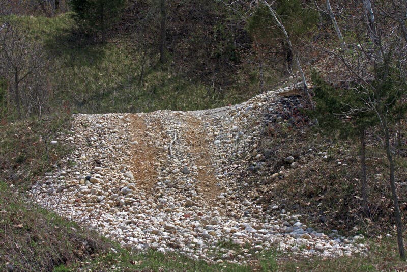 Elevated Pathway in the Forest with a Visible Wheel Track Stock Image ...
