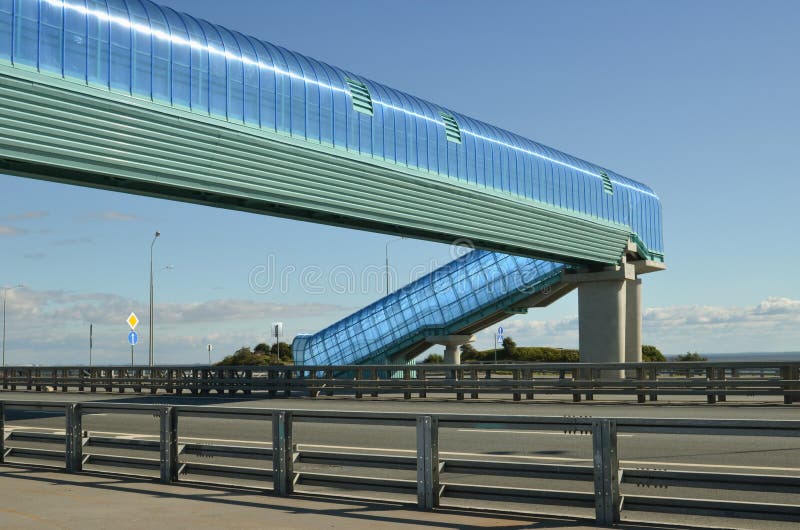 Elevated Pedestrian Crossing Stock Photo - Image of motion, indoors ...
