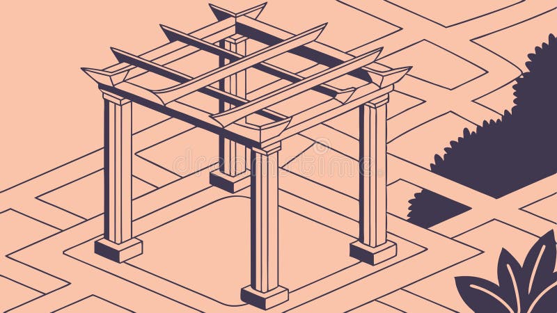 Elevated Pergola Deck with Patterned Floor, Vector Design Generative AI ...