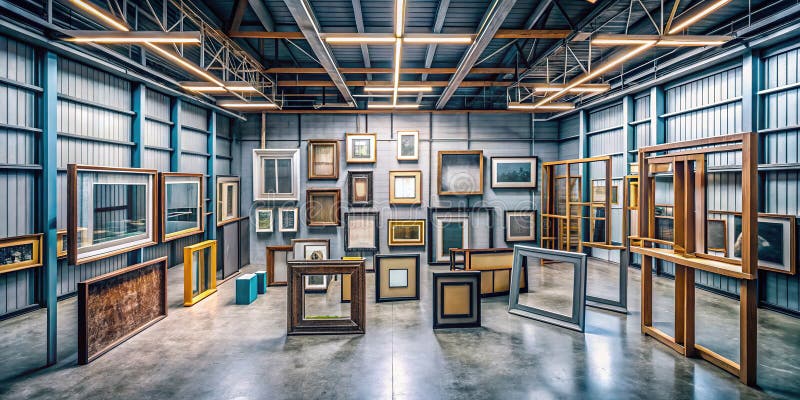 Elevated Perspective of Empty Modern Metal Frames in an Industrial ...