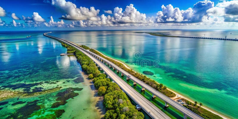 Elevated Perspective of the Florida Keys Stretching into the Ocean AI ...