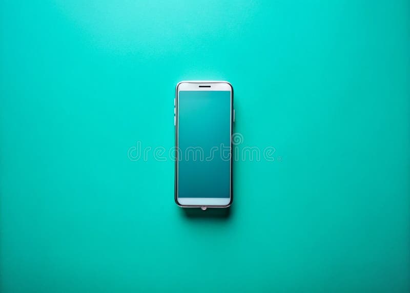 Elevated Perspective of a Smartphone on a Turquoise Surface Exploring ...